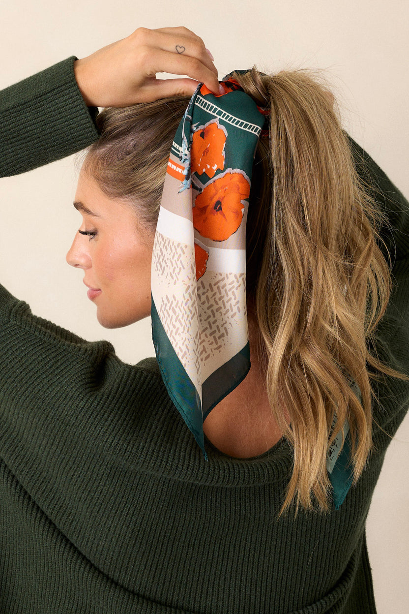 Hunter Green Multi Print Scarf - All Accessories | Red Dress