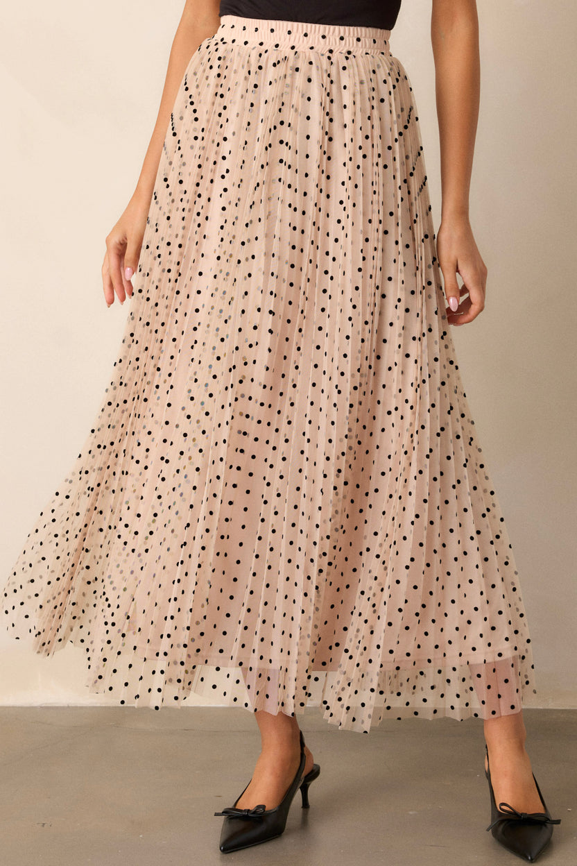 Beige Tulle Polka Dot Maxi Skirt - All Bottoms | Red Dress