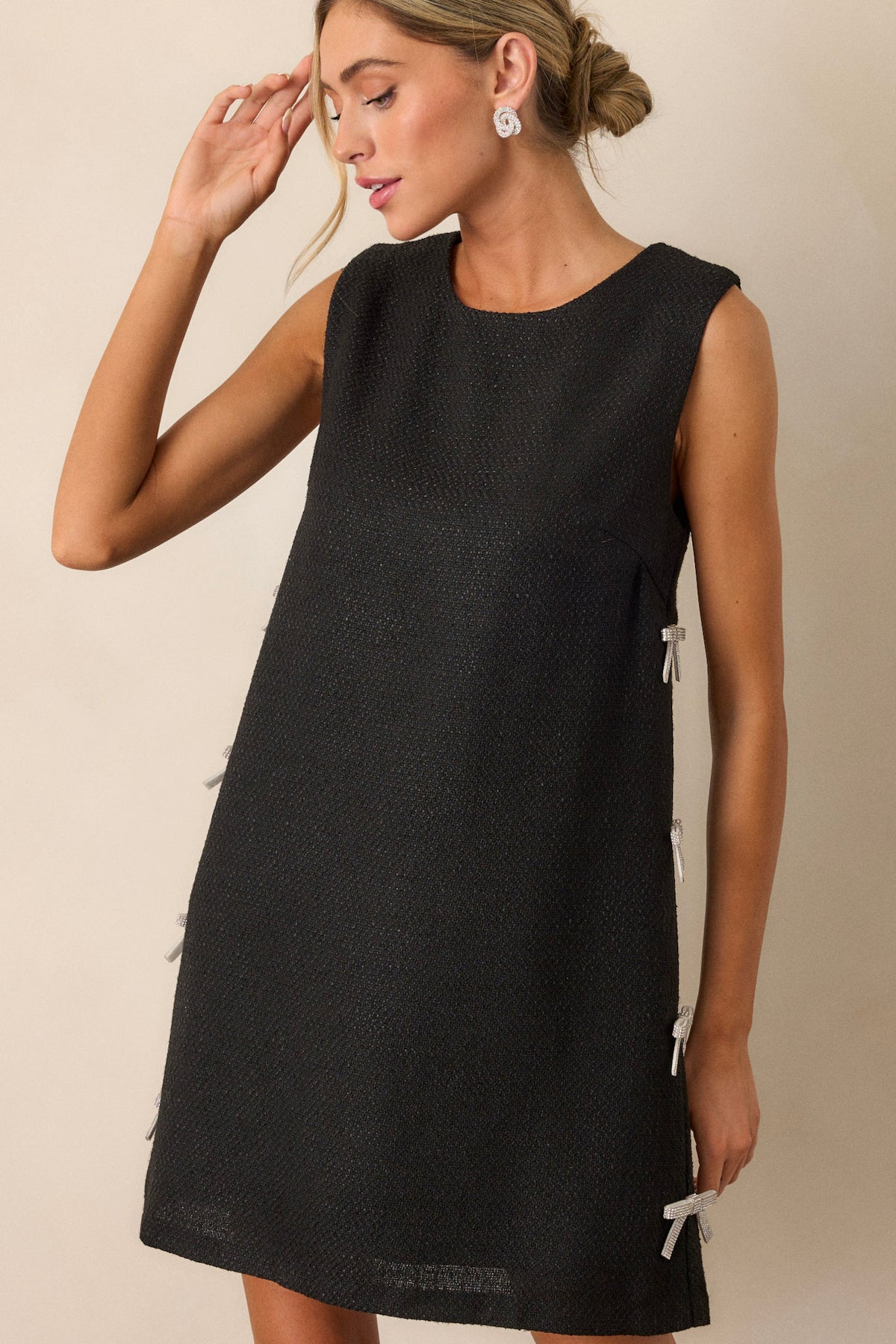 Black Tweed Mini Shift Dress - All Dresses | Red Dress
