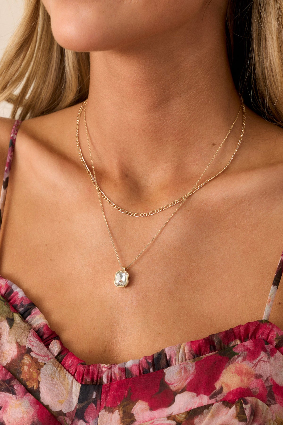 Gold Layered Chain Necklace - Layered Necklaces | Red Dress