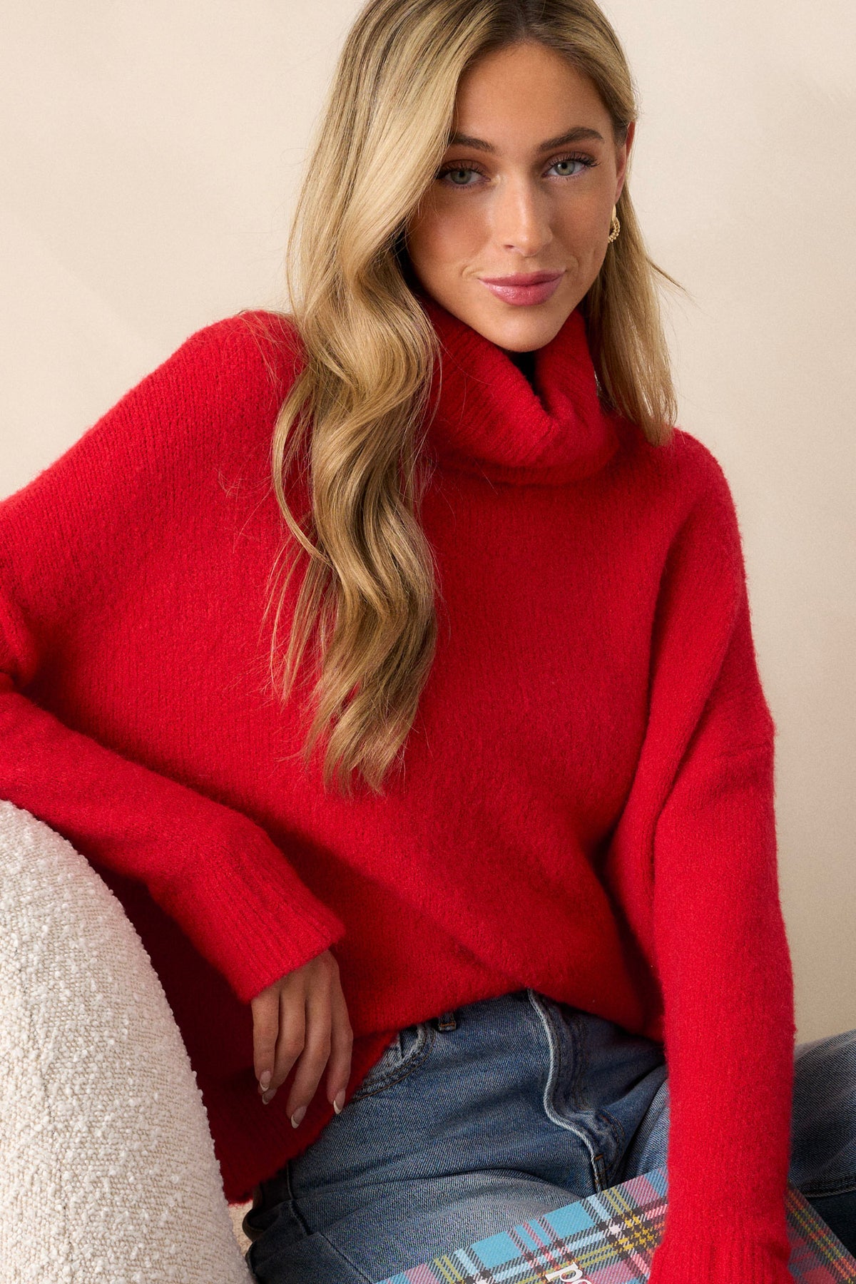 Beautiful Red Turtle Neck Sweater - All Tops | Red Dress