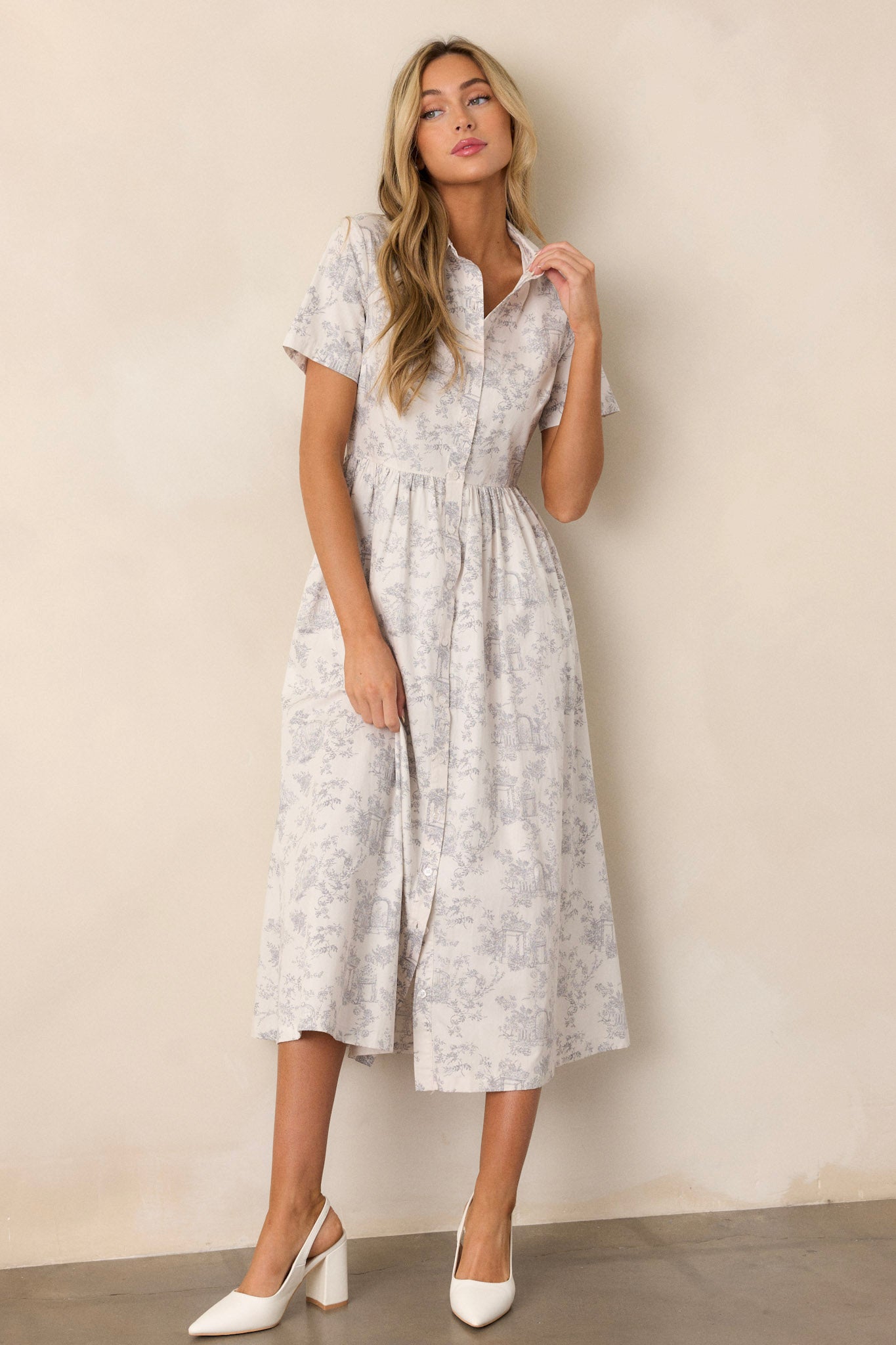 100% Cotton Light Grey Toile Maxi Dress - All Dresses | Red Dress
