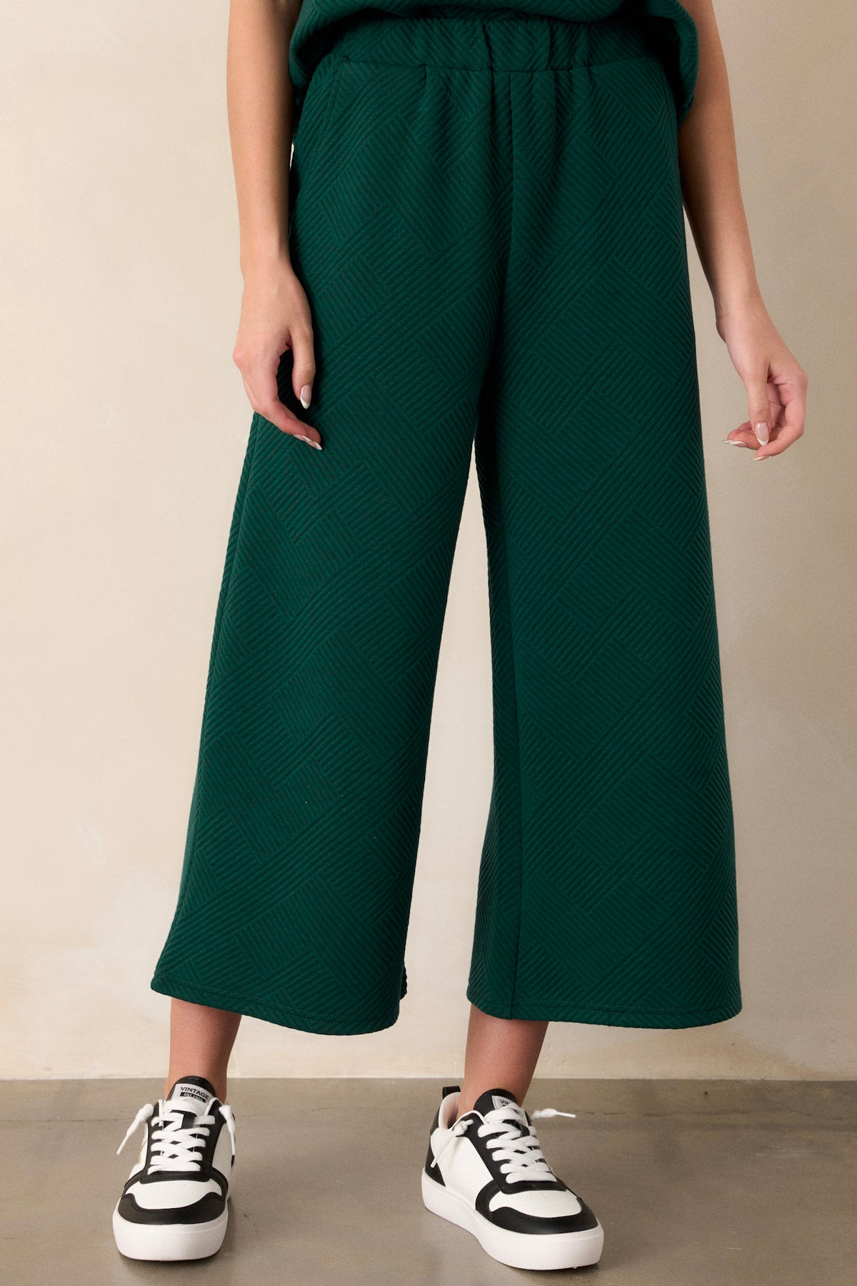Forest Green Cropped Textured Pants - All Bottoms | Red Dress