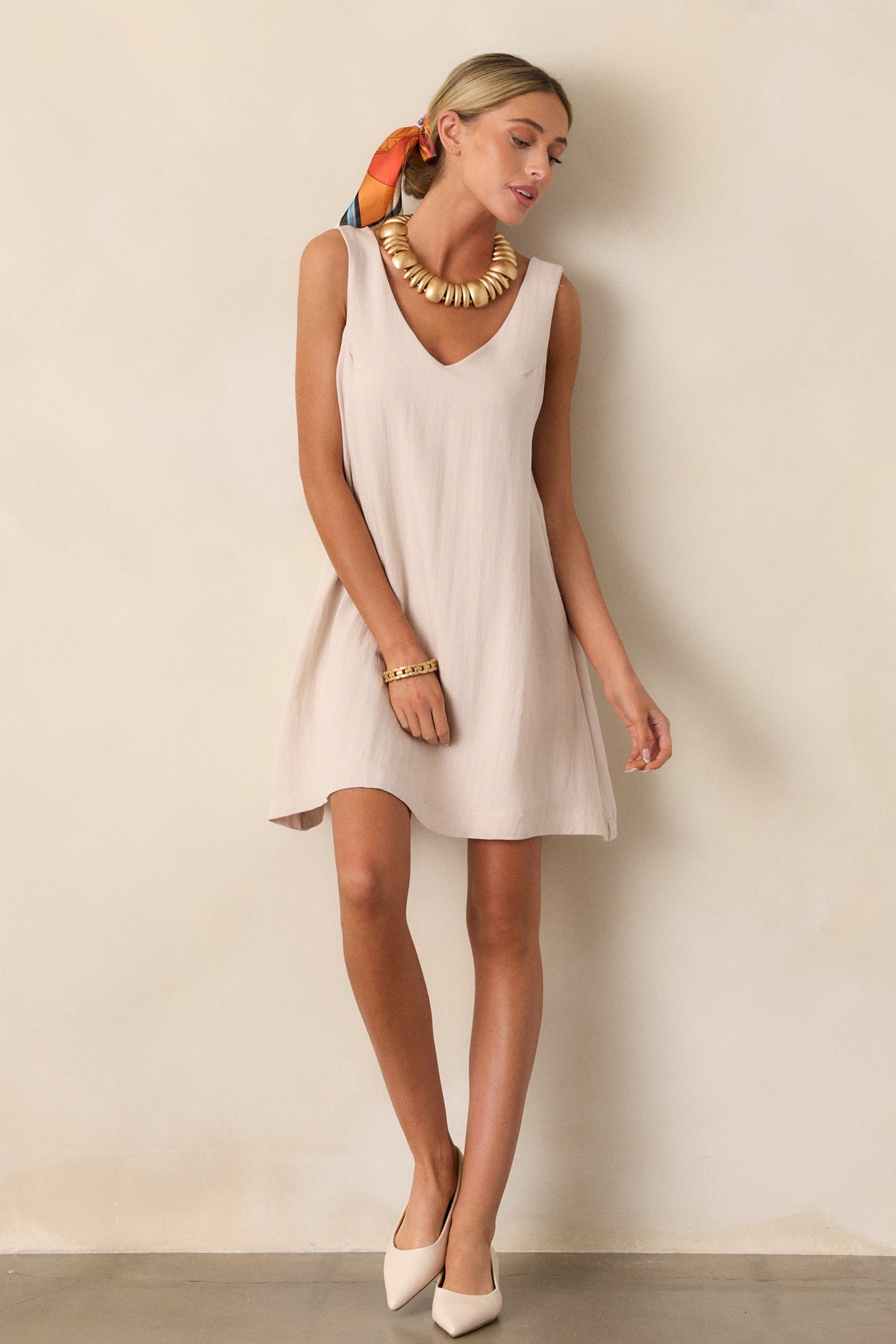 Ivory Sleeveless Mini Shift Dress - Casual Dresses | Red Dress
