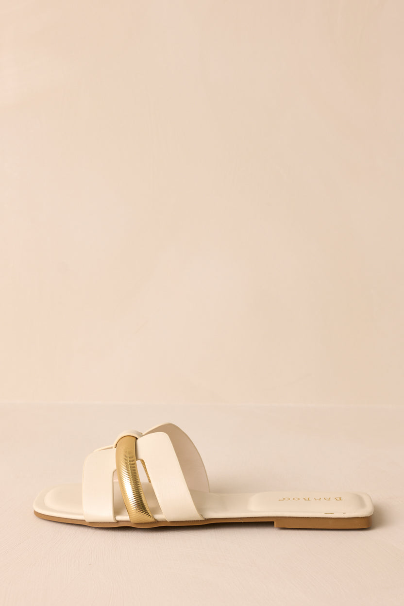 Ivory Slip On Sandals - All Sandals | Red Dress