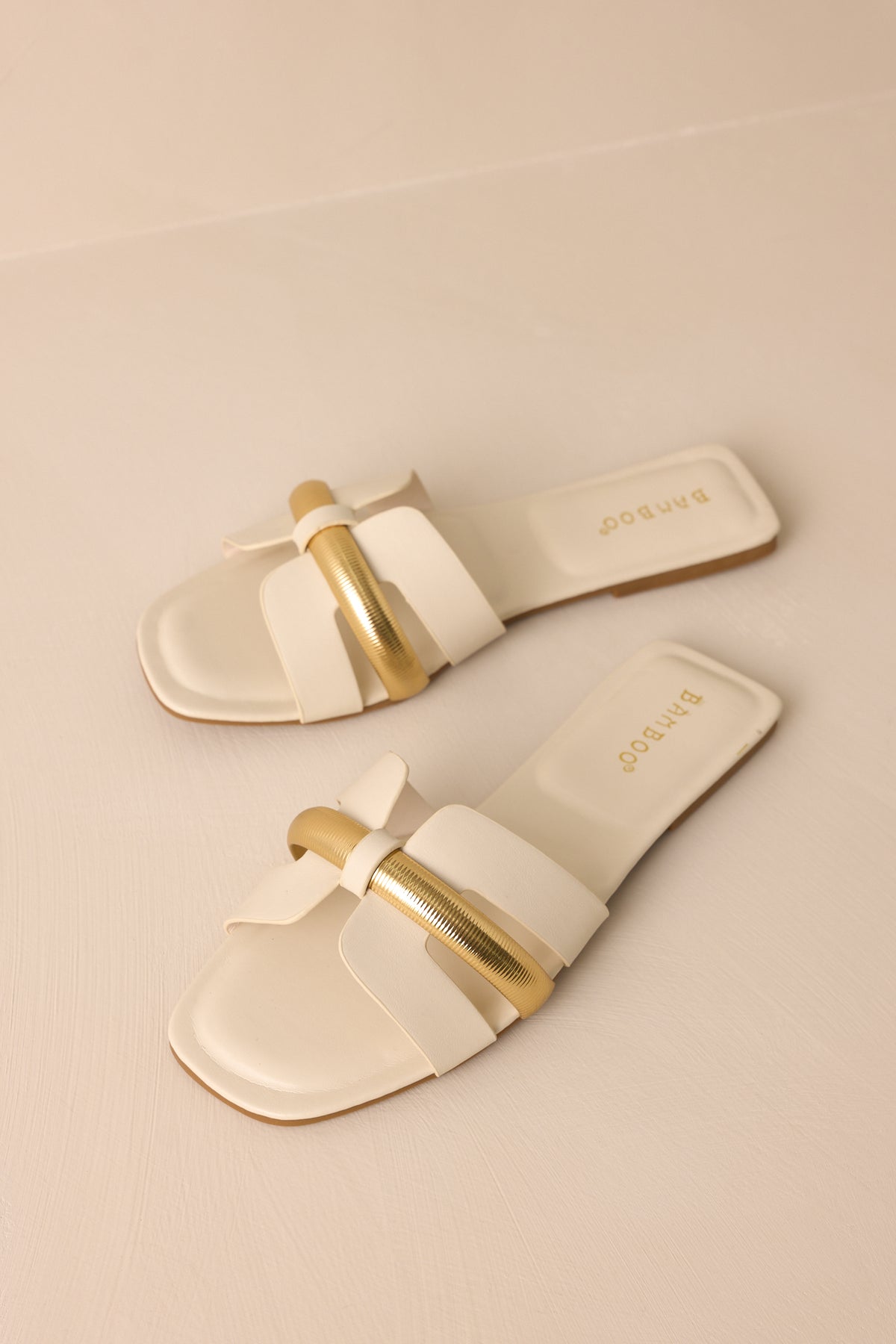 Ivory Slip On Sandals - All Sandals | Red Dress