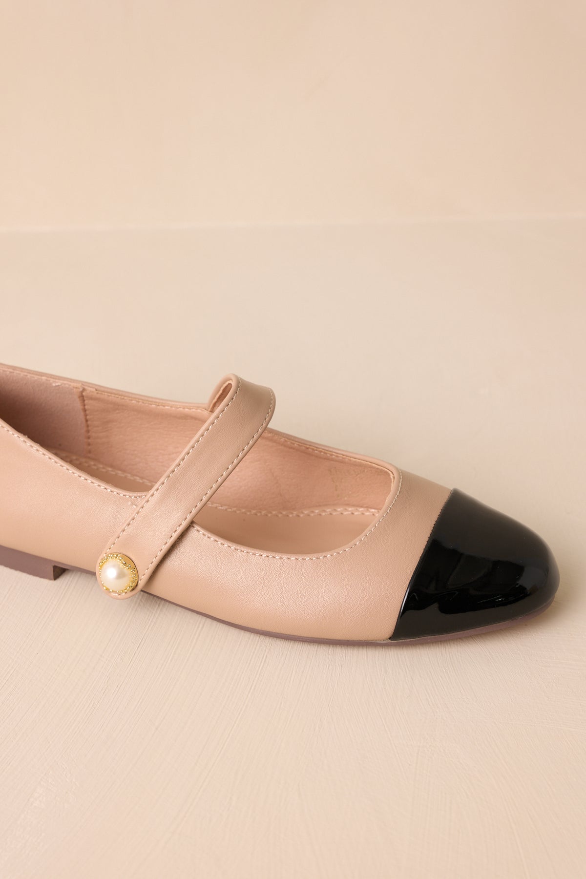 Tan Round Toe Flats - All Shoes | Red Dress