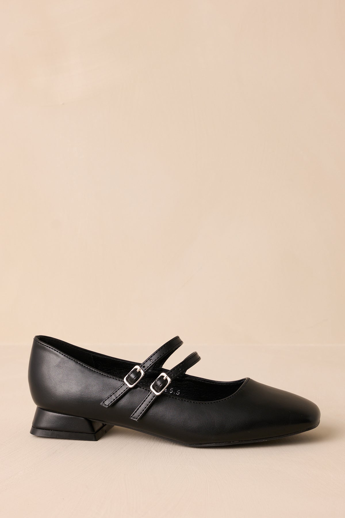 Black Square Heeled Flats - All Shoes | Red Dress