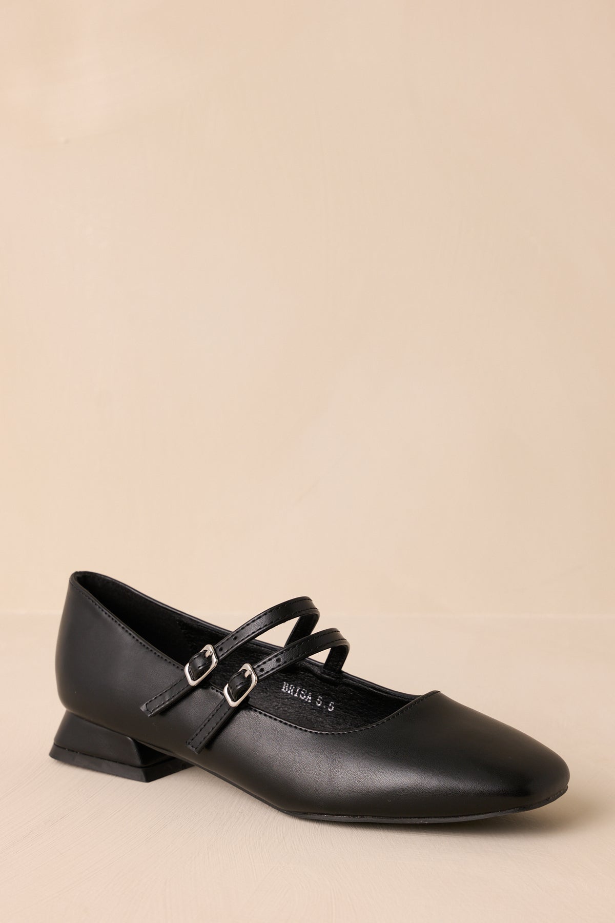 Black Square Heeled Flats - All Shoes | Red Dress