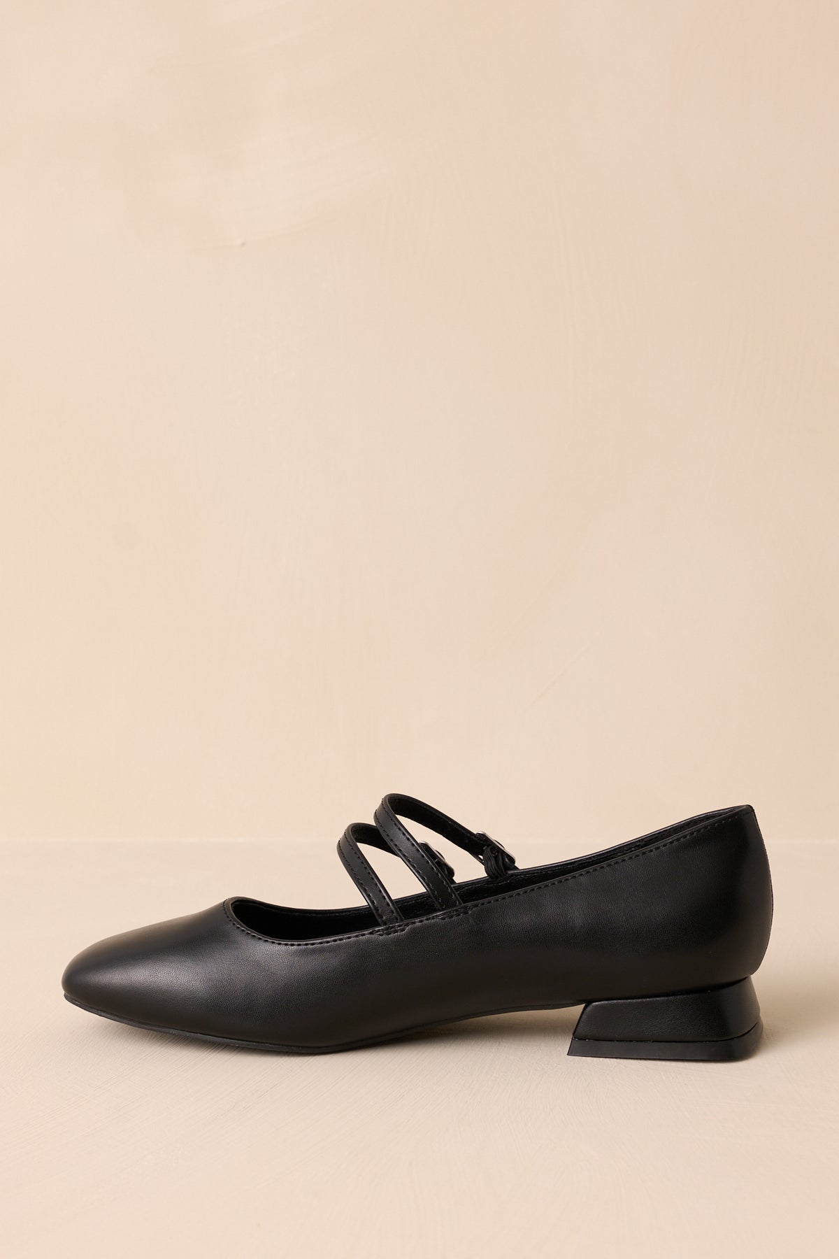 Black Square Heeled Flats - All Shoes | Red Dress