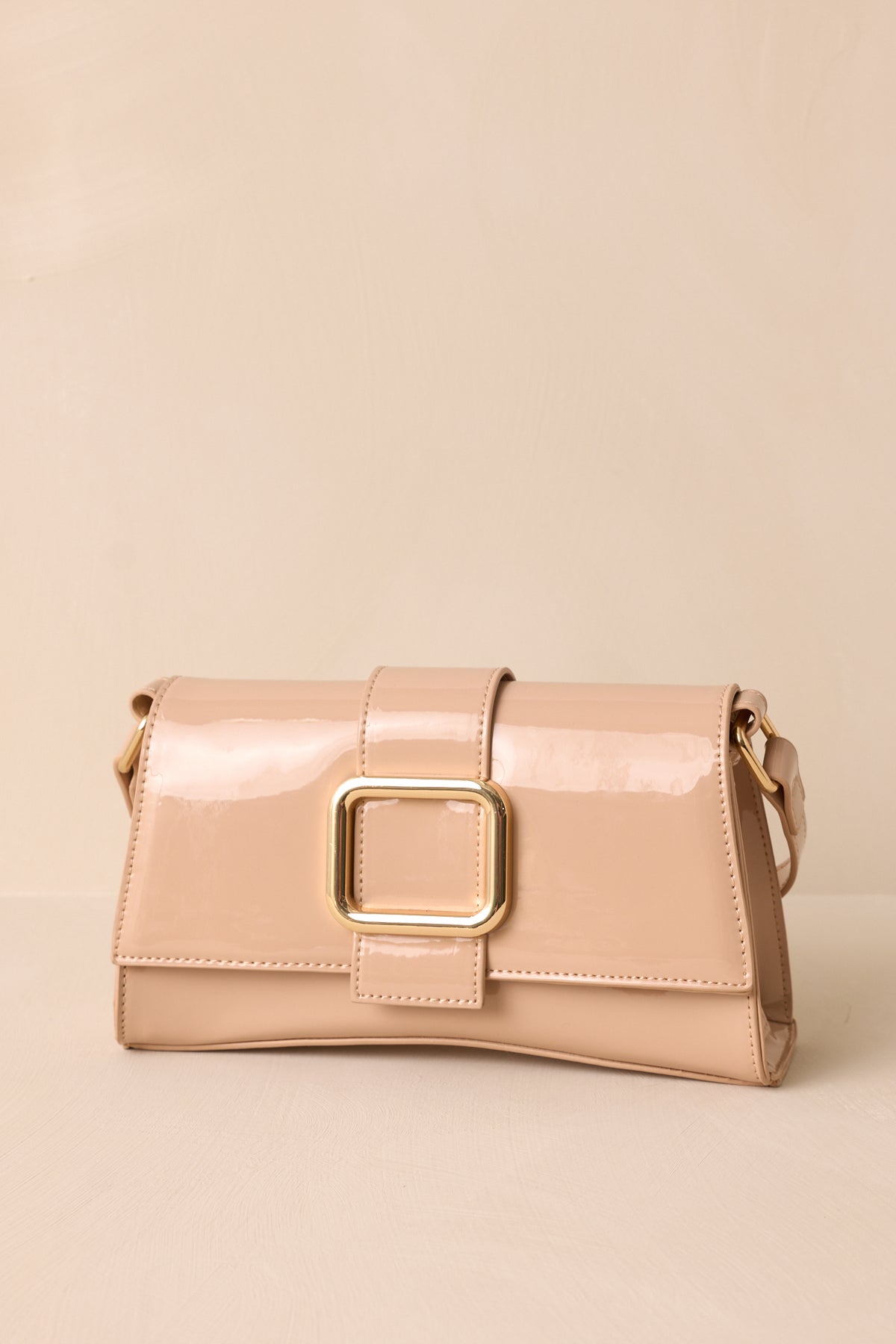 Beige Glossy Handbag - All Accessories | Red Dress
