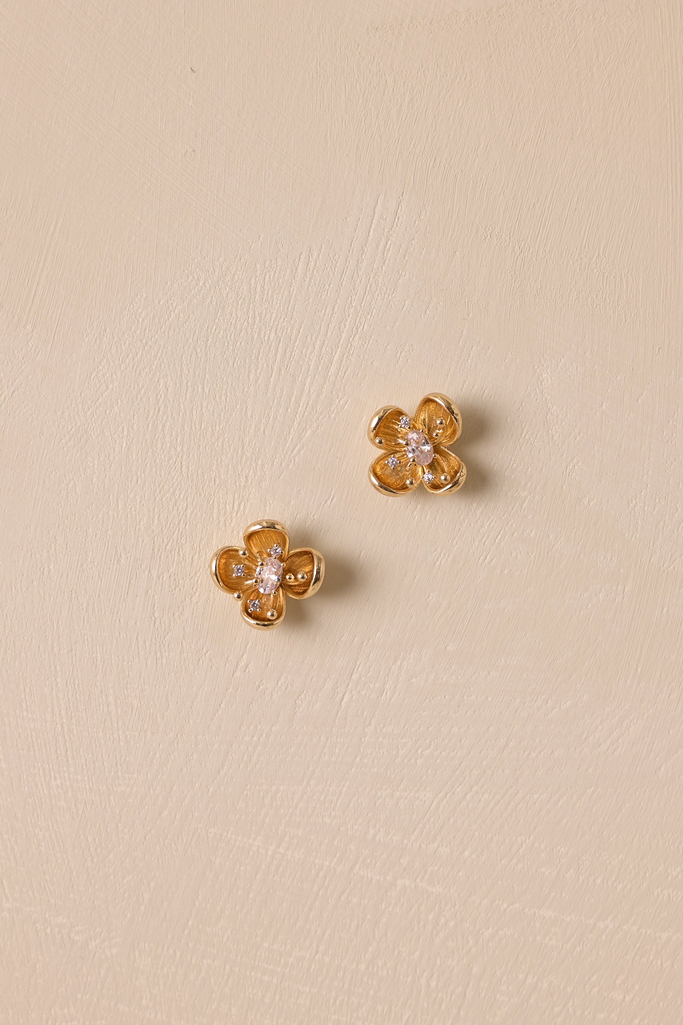 Floral Gold Cluster Earrings - All Earrings | Red Dress