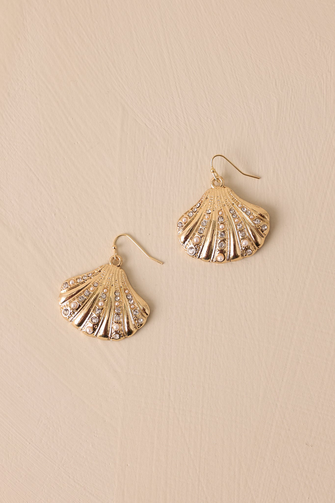 Gold Seashell Drop Earrings - All Earrings | Red Dress