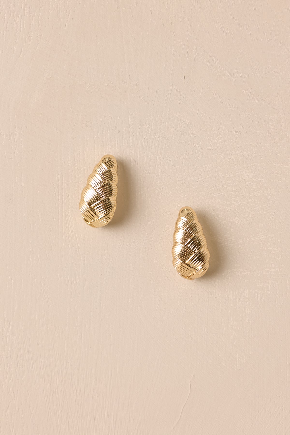 Braided Gold Textured Earrings - All Earrings | Red Dress