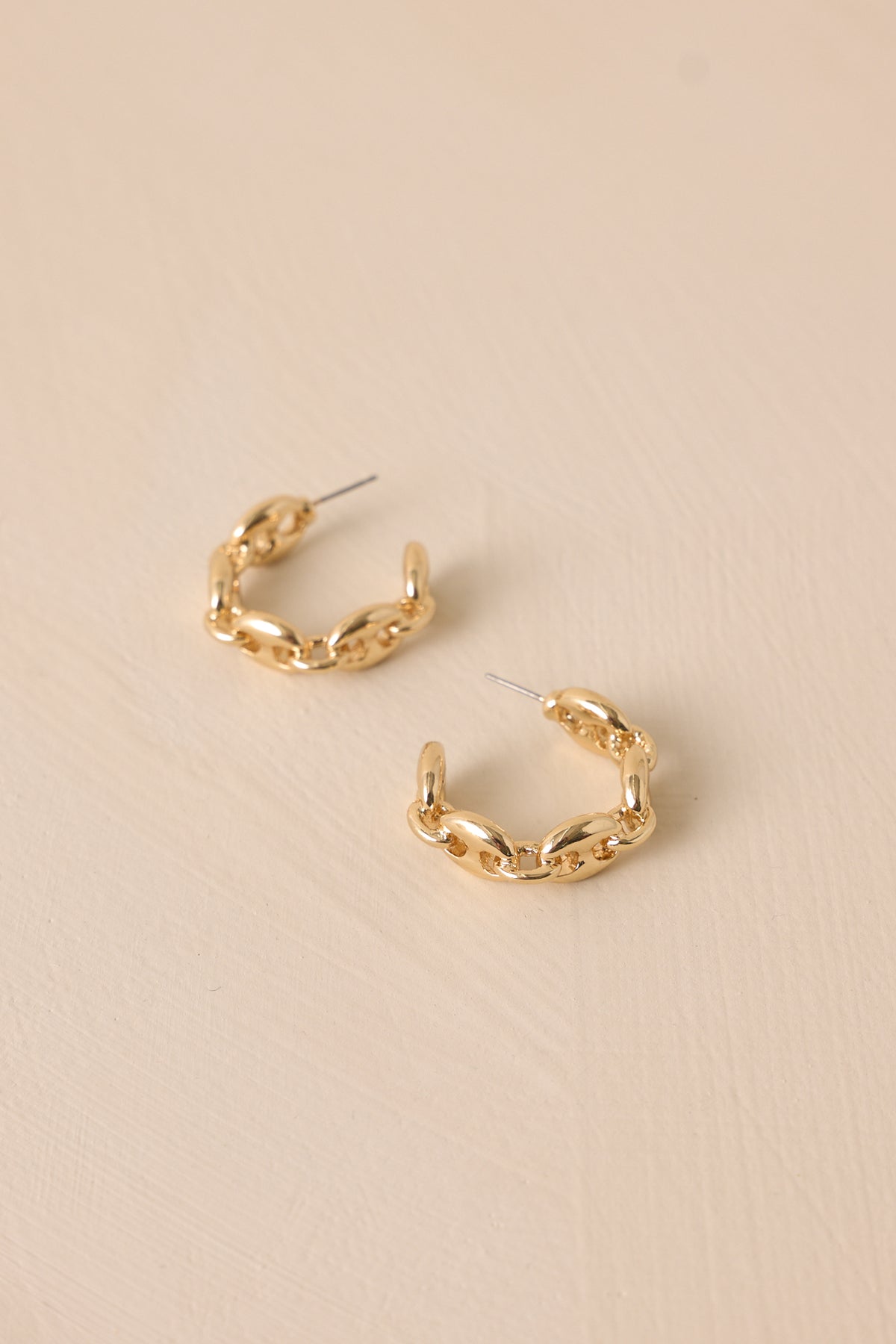 Gold Chain Hoop Earrings - All Earrings | Red Dress