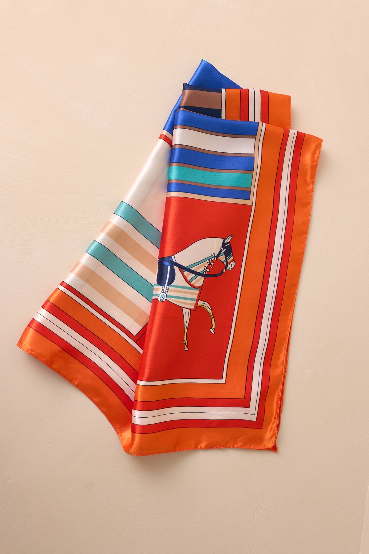 Orange Equestrian Print Scarf - All Accessories | Red Dress