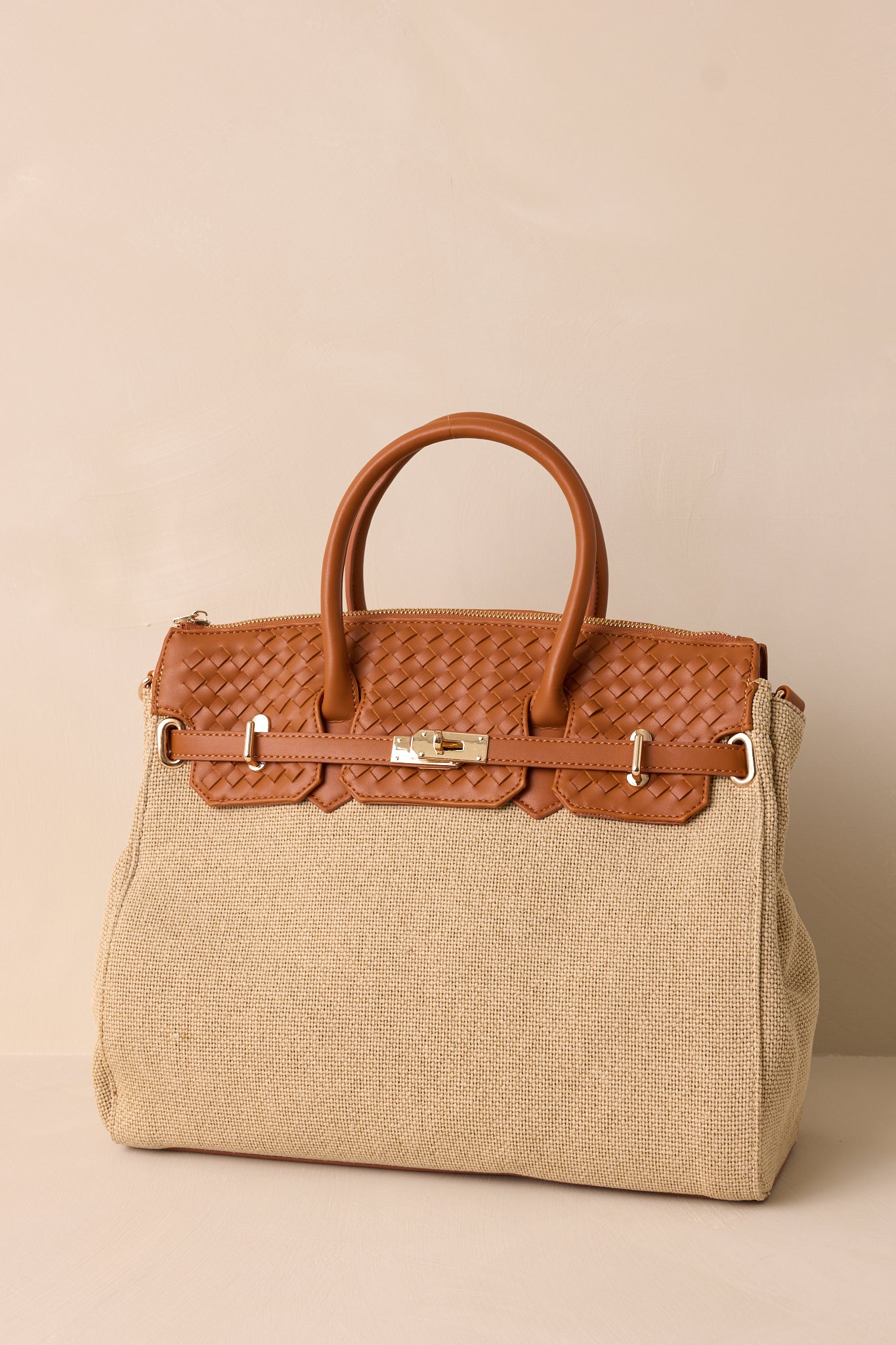 Tan Structured Tote Bag - Tote Bags | Red Dress
