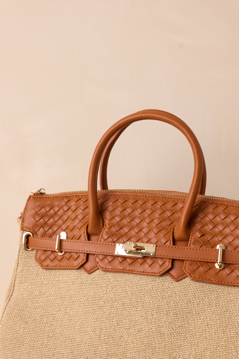 Tan Structured Tote Bag - Tote Bags | Red Dress