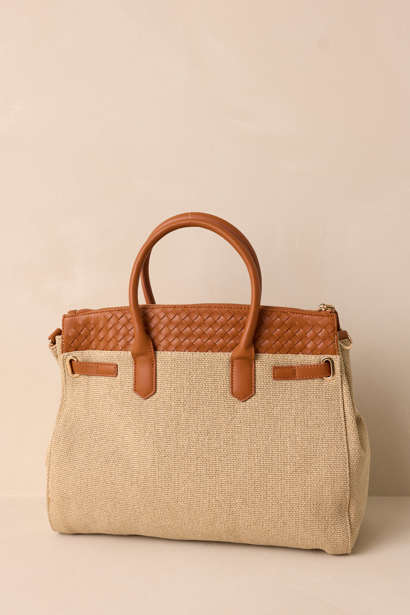 Tan Structured Tote Bag - Tote Bags | Red Dress