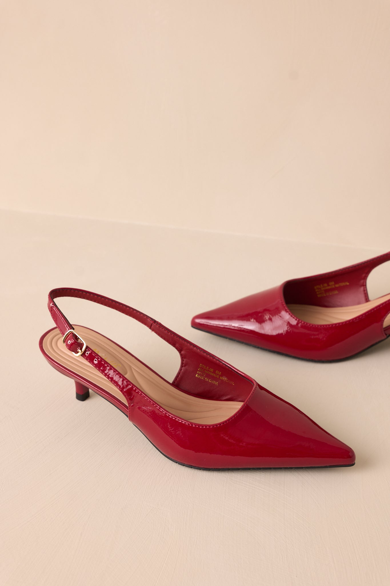 Burgundy Pointed-Toe Slingback Kitten Heels - All Heels | Red Dress