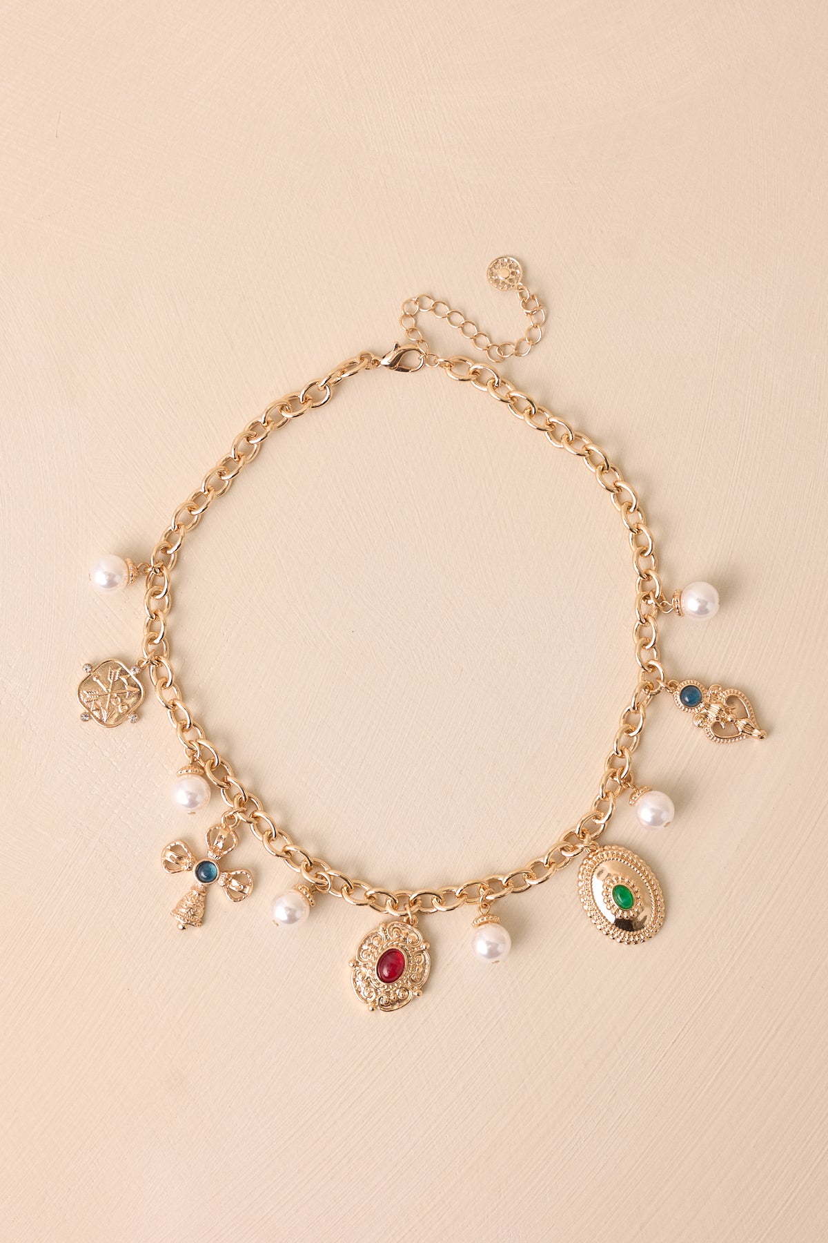 Cute Gold Charm Necklace - All Jewelry | Red Dress