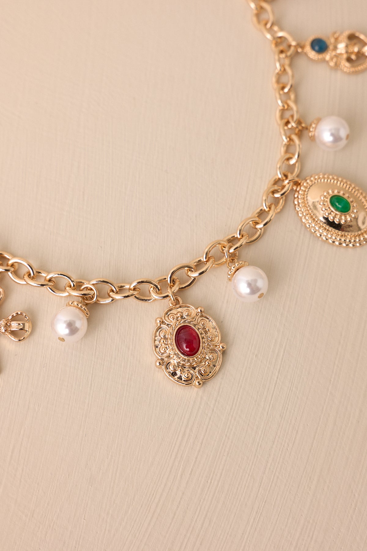 Cute Gold Charm Necklace - All Jewelry | Red Dress
