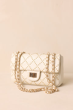 Ivory Studded Handbag - All Accessories | Red Dress