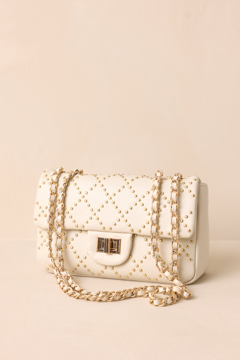 Ivory Studded Handbag - All Accessories | Red Dress