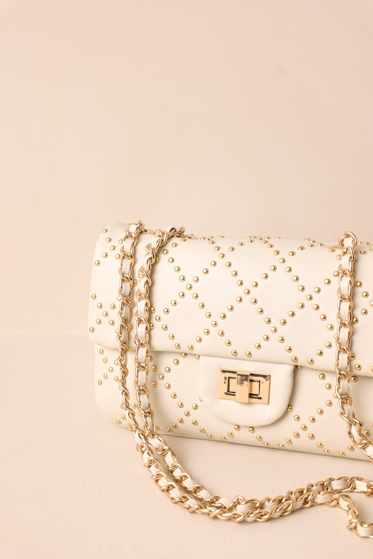 Ivory Studded Handbag - All Accessories | Red Dress