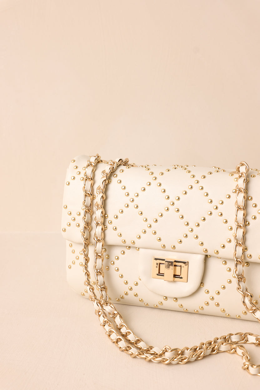 Ivory Studded Handbag - All Accessories | Red Dress