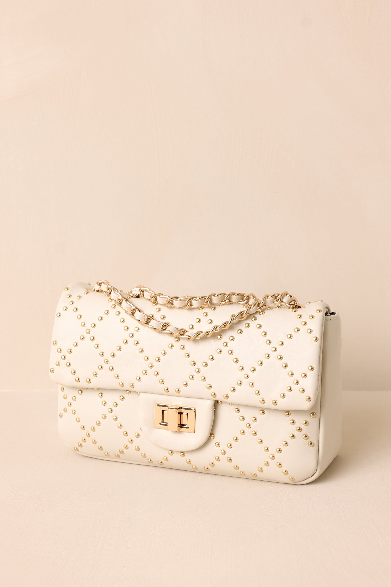 Ivory Studded Handbag - All Accessories | Red Dress