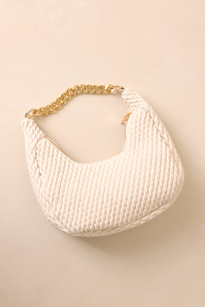 Ivory Faux Leather Handbag - All Accessories | Red Dress