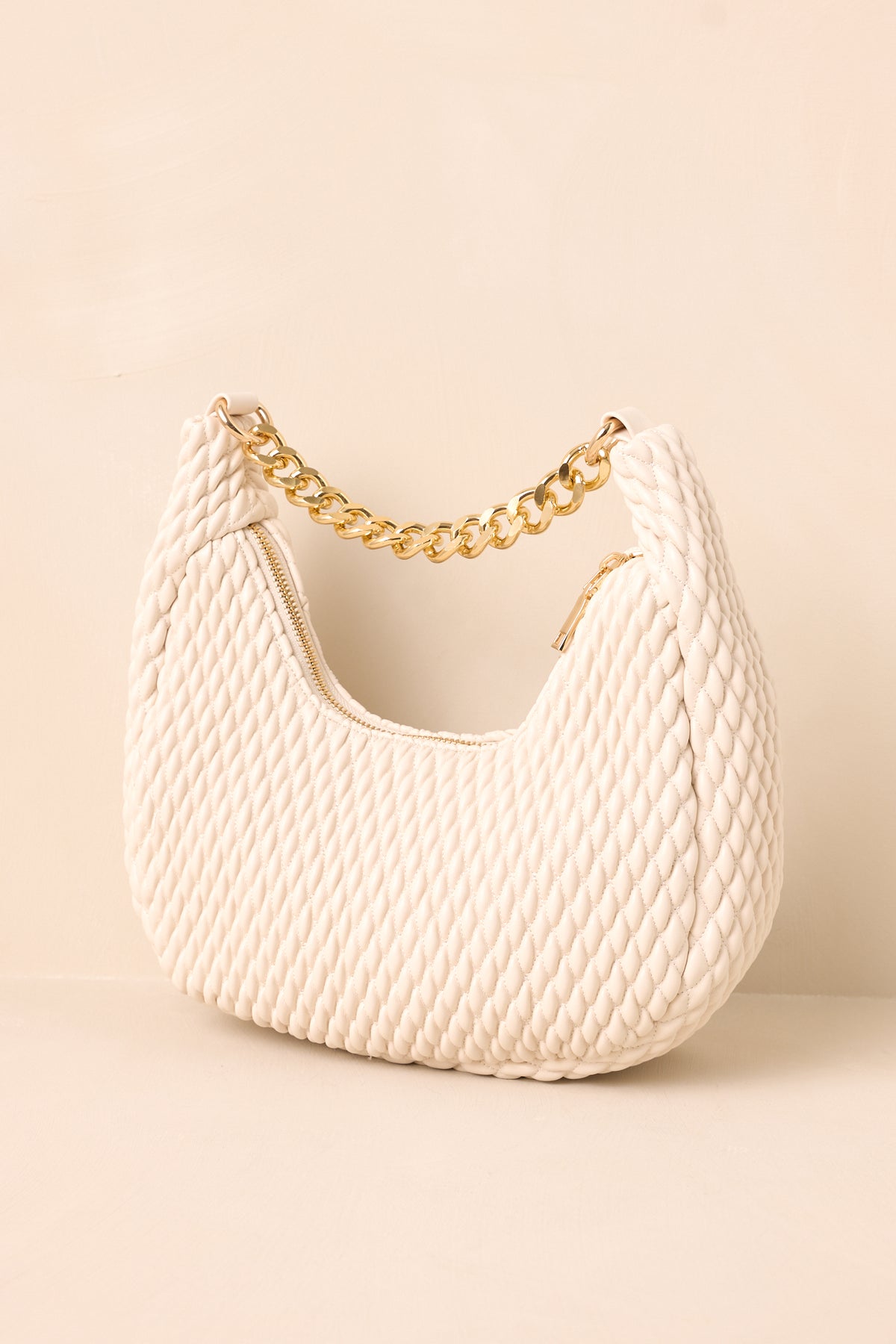 Ivory Faux Leather Handbag - All Accessories | Red Dress