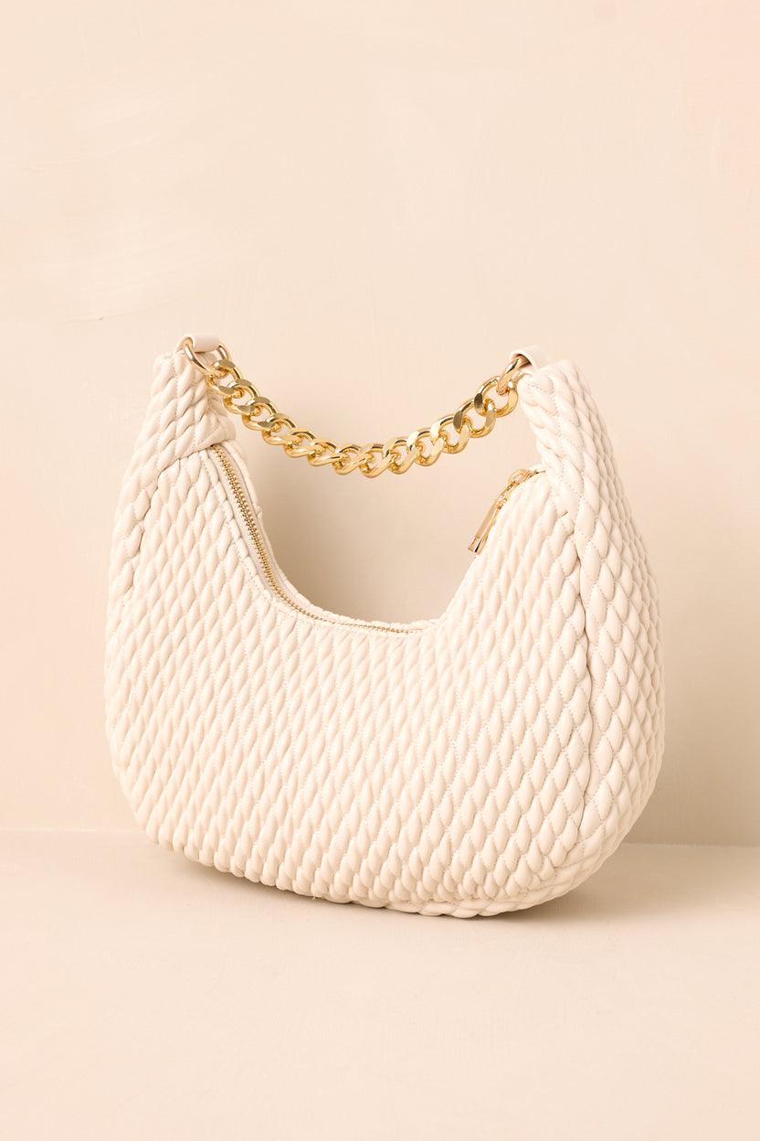 Ivory Faux Leather Handbag - All Accessories | Red Dress
