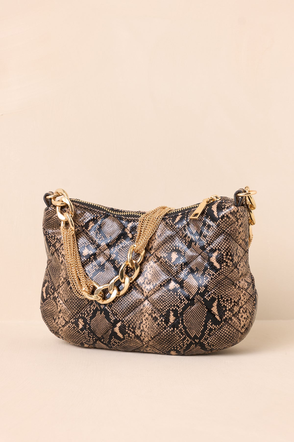 Snakeskin Quilted Handbag - All Accessories | Red Dress