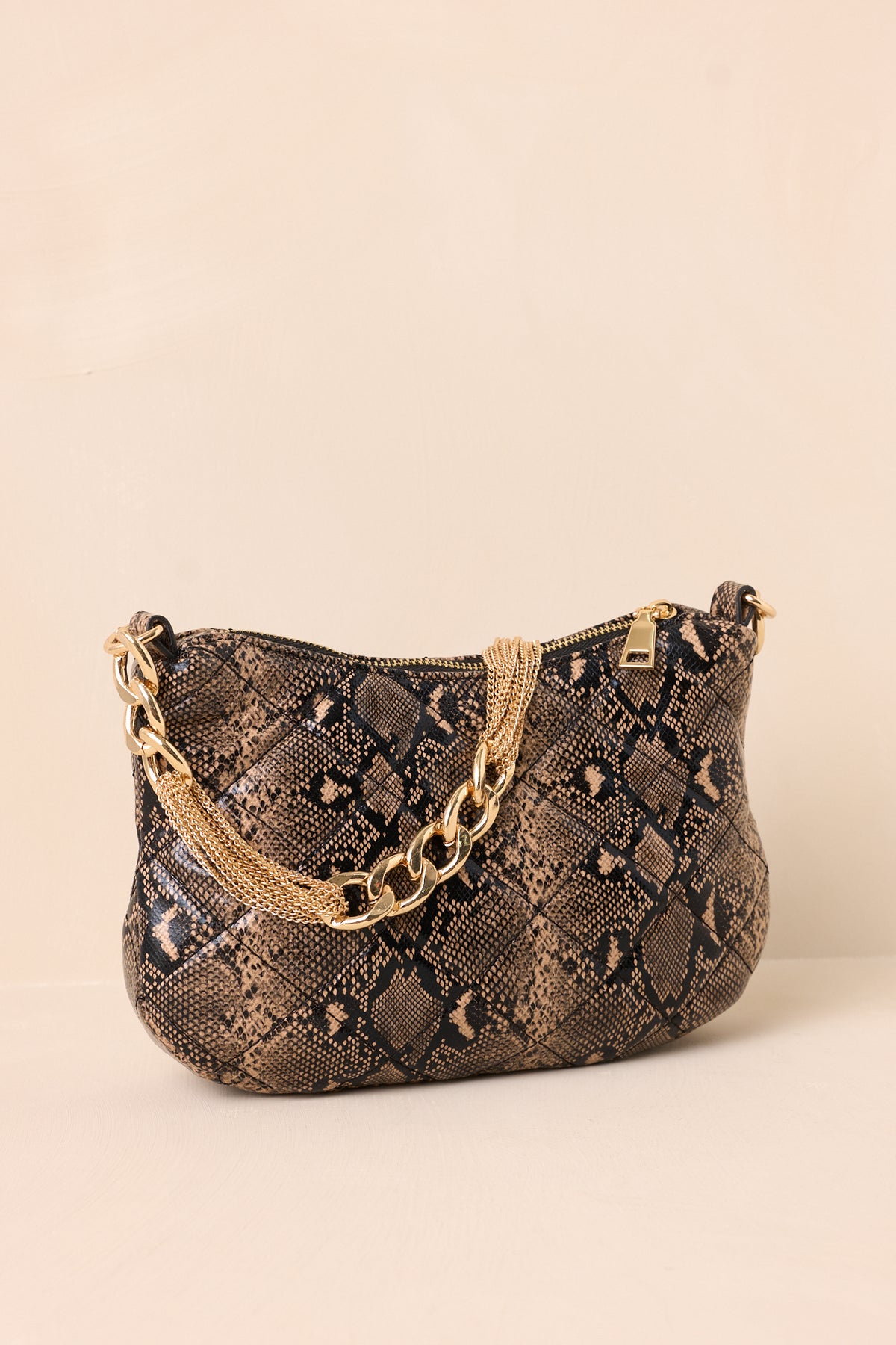 Snakeskin Quilted Handbag - All Accessories | Red Dress