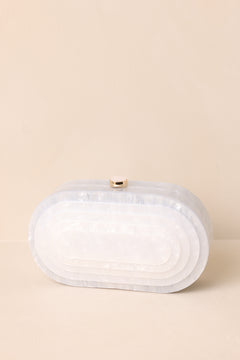 Ivory Pearlescent Textured Clutch - All Accessories | Red Dress