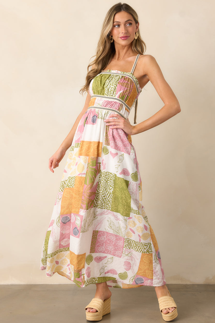 Ivory Patchwork Print Maxi Dress - All Dresses | Red Dress