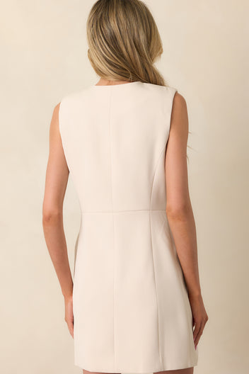 Light Beige Sleeveless Tailored Mini Dress - Mini Dresses | Red Dress