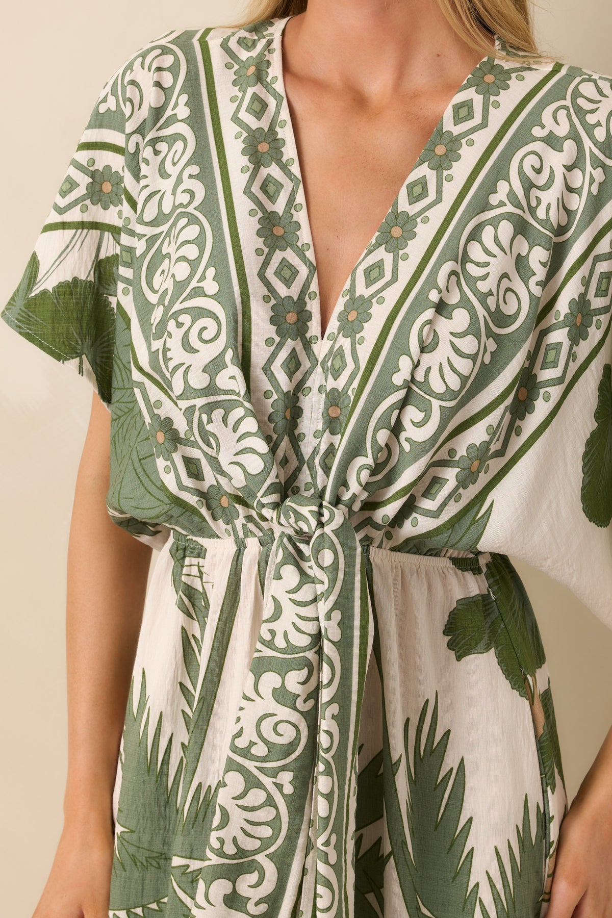 Green Multi Tropical Print Jumpsuit - All Playsuits | Red Dress