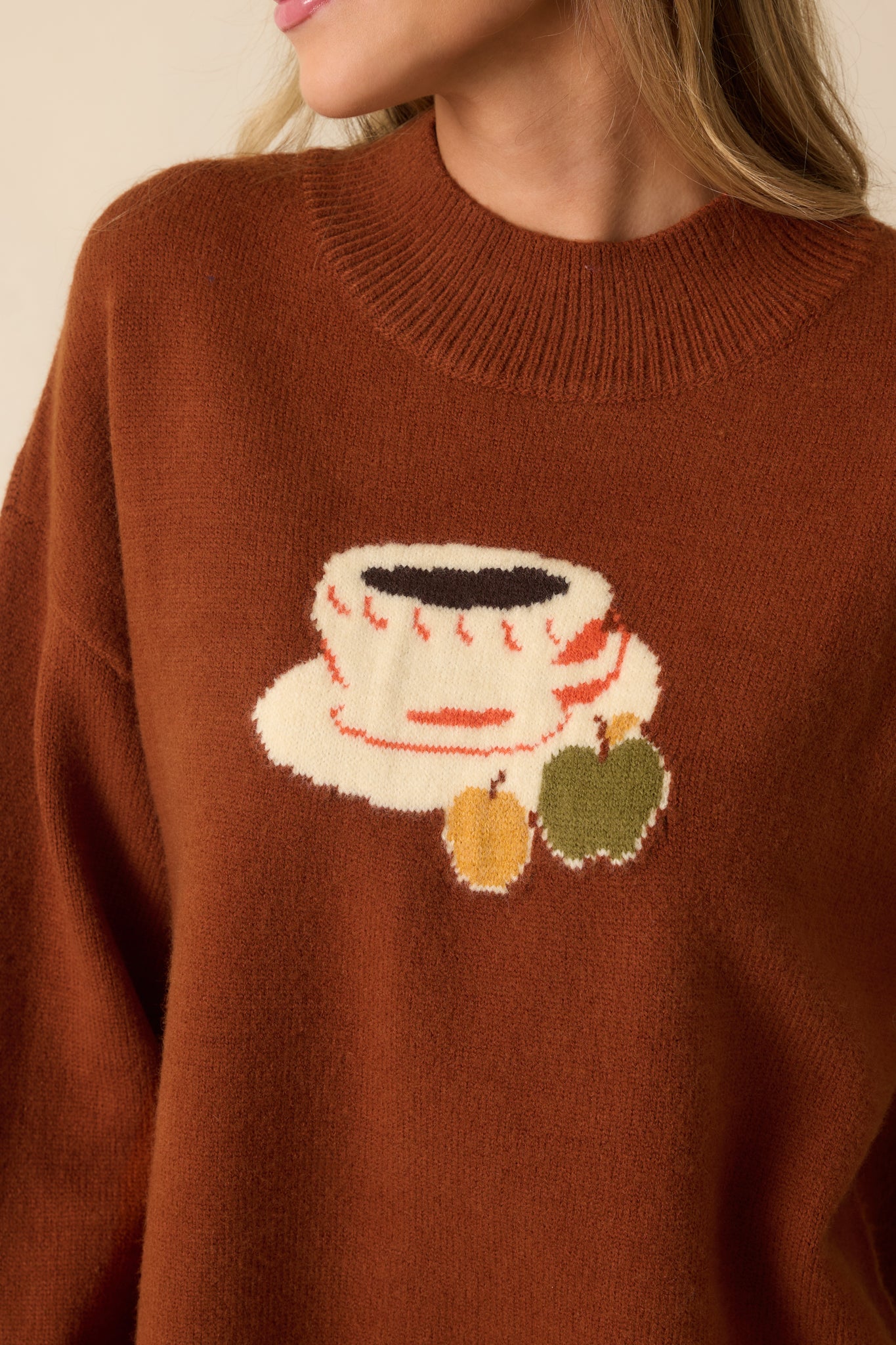 Brown Coffee Cup Crewneck Sweater - Women's Fall Sweaters | Red Dress