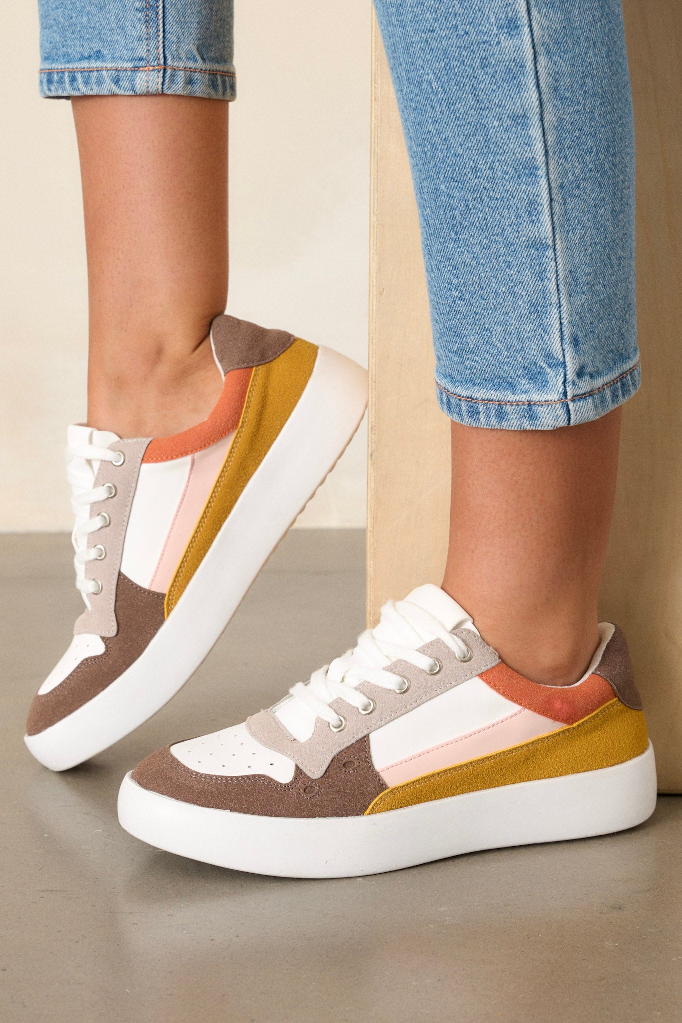 Taupe Multi Platform Sneakers - All Sneakers | Red Dress
