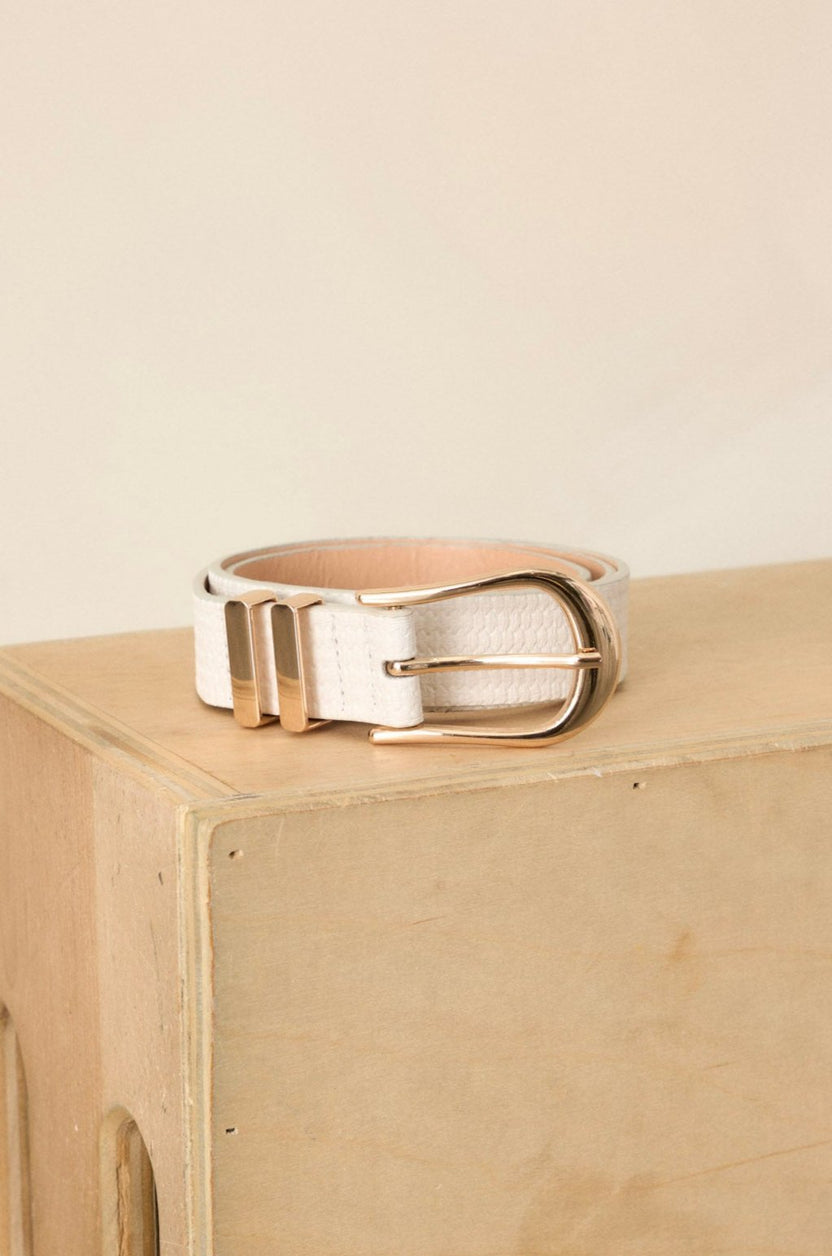 Ivory Woven Textured Belt - All Accessories | Red Dress