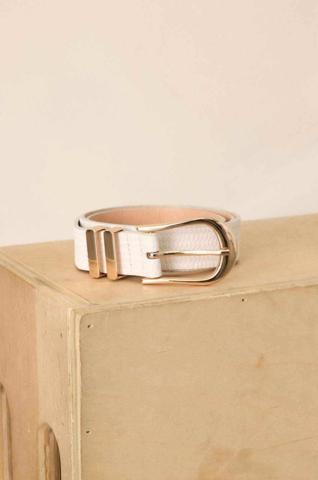 Ivory Woven Textured Belt - All Accessories | Red Dress