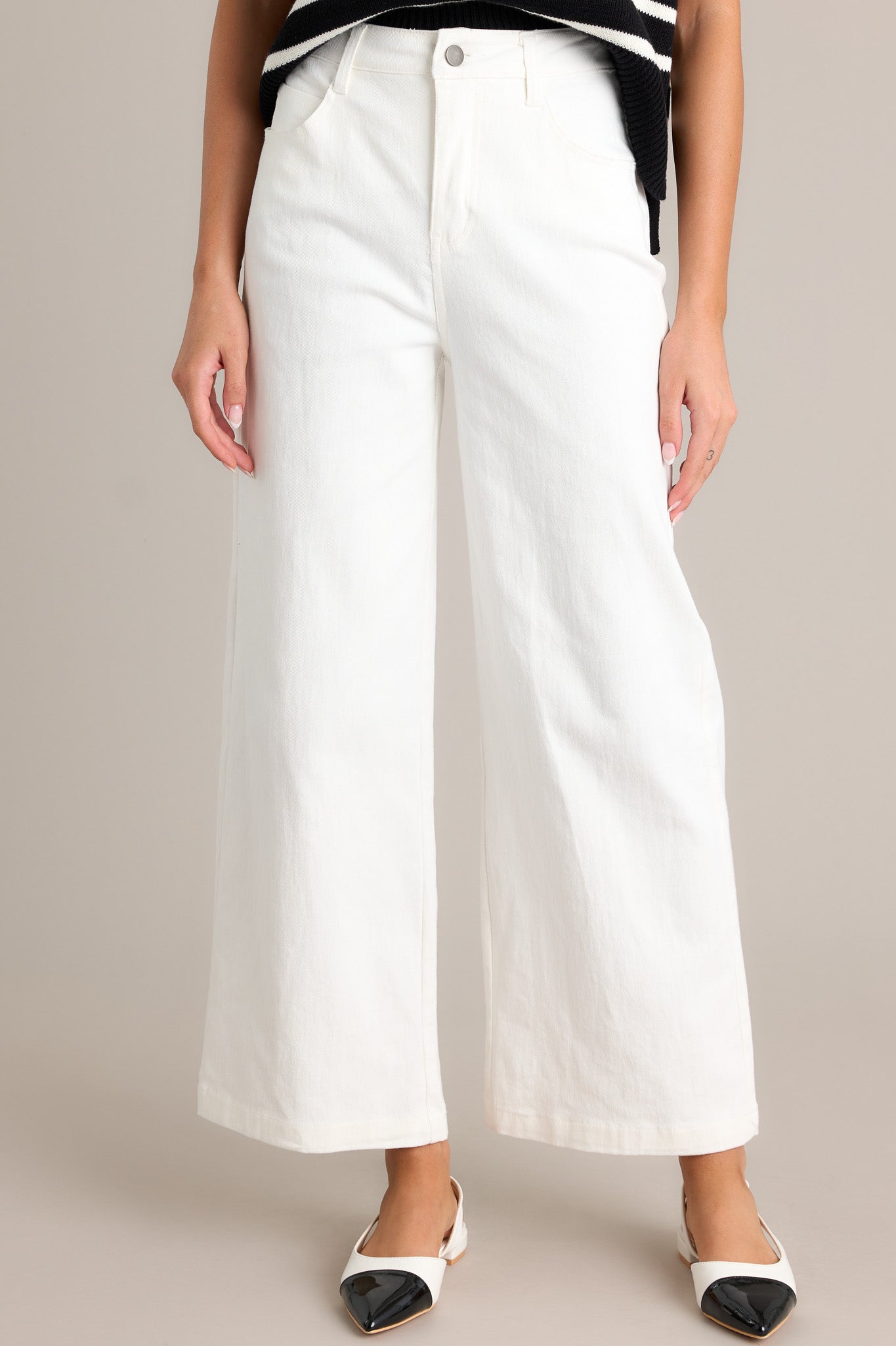Ivory Wide Leg Jeans - All Denim | Red Dress