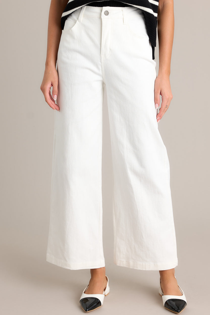 Ivory Wide Leg Jeans - All Denim | Red Dress