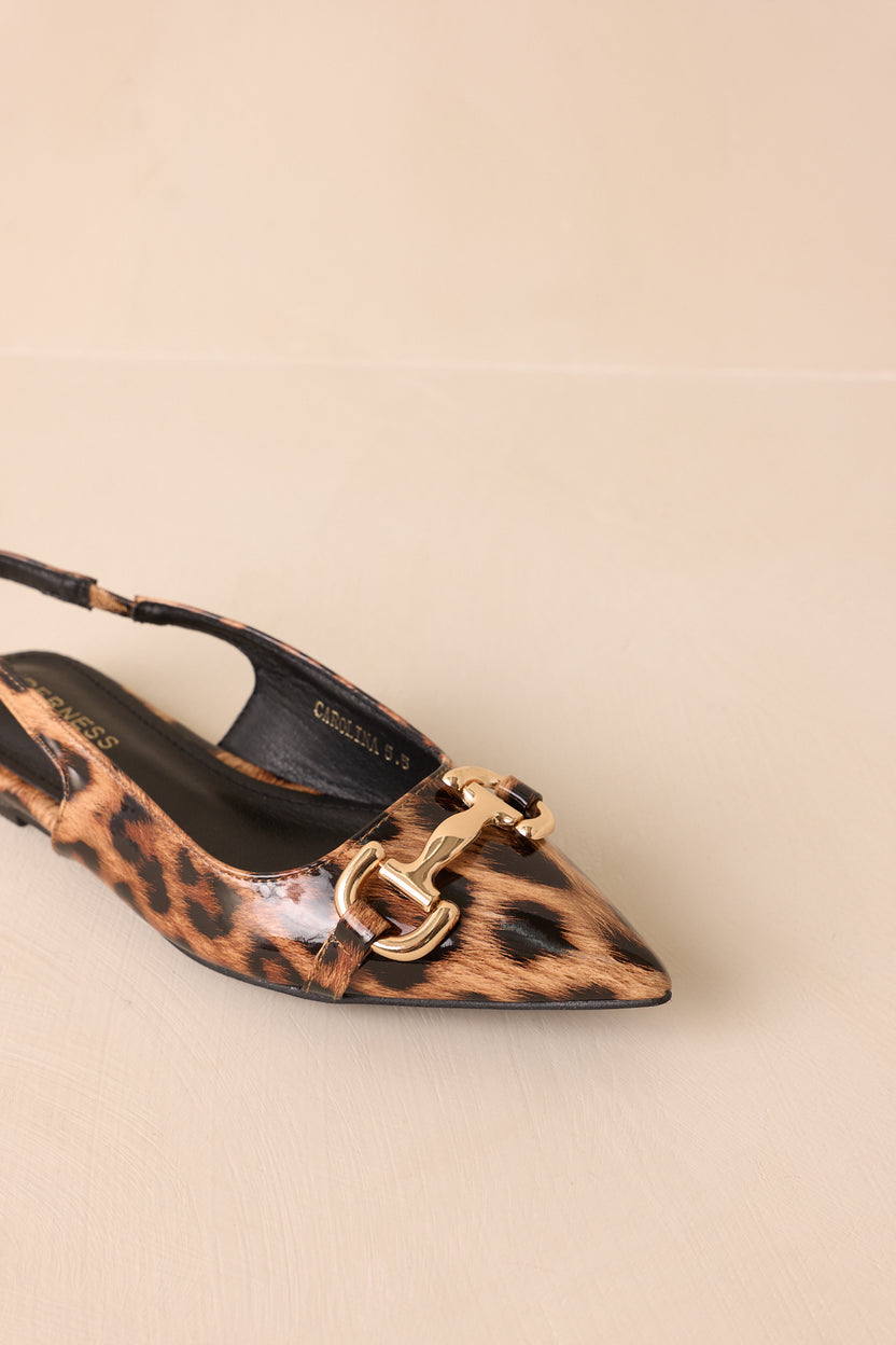 Leopard Print Patent Pointed Toe Slingbacks - All Shoes | Red Dress