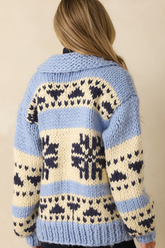 Blue Multi Chunky Knit Cardigan - Women's Tops | Red Dress