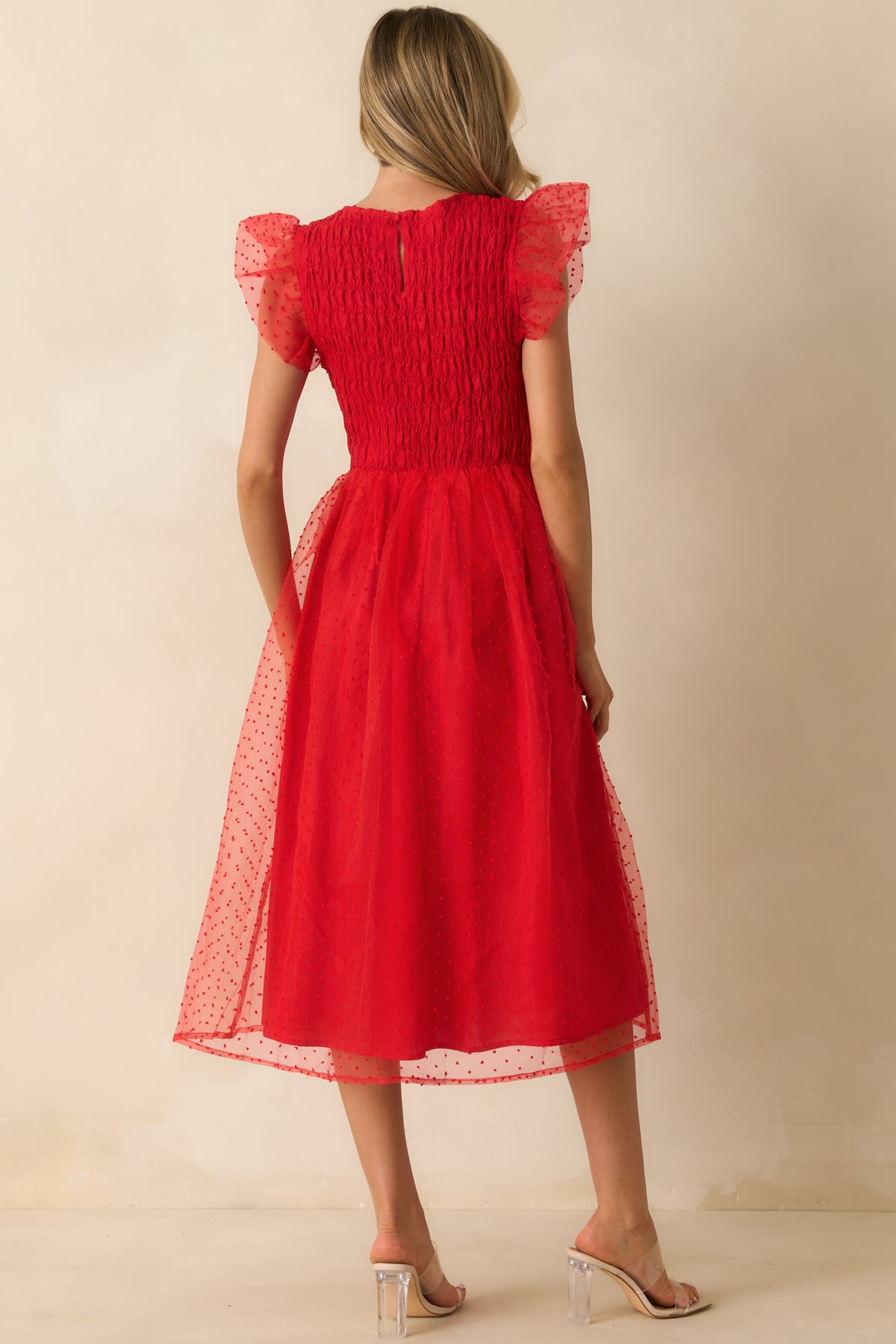 Red Polka Dot Midi Dress - All Dresses | Red Dress