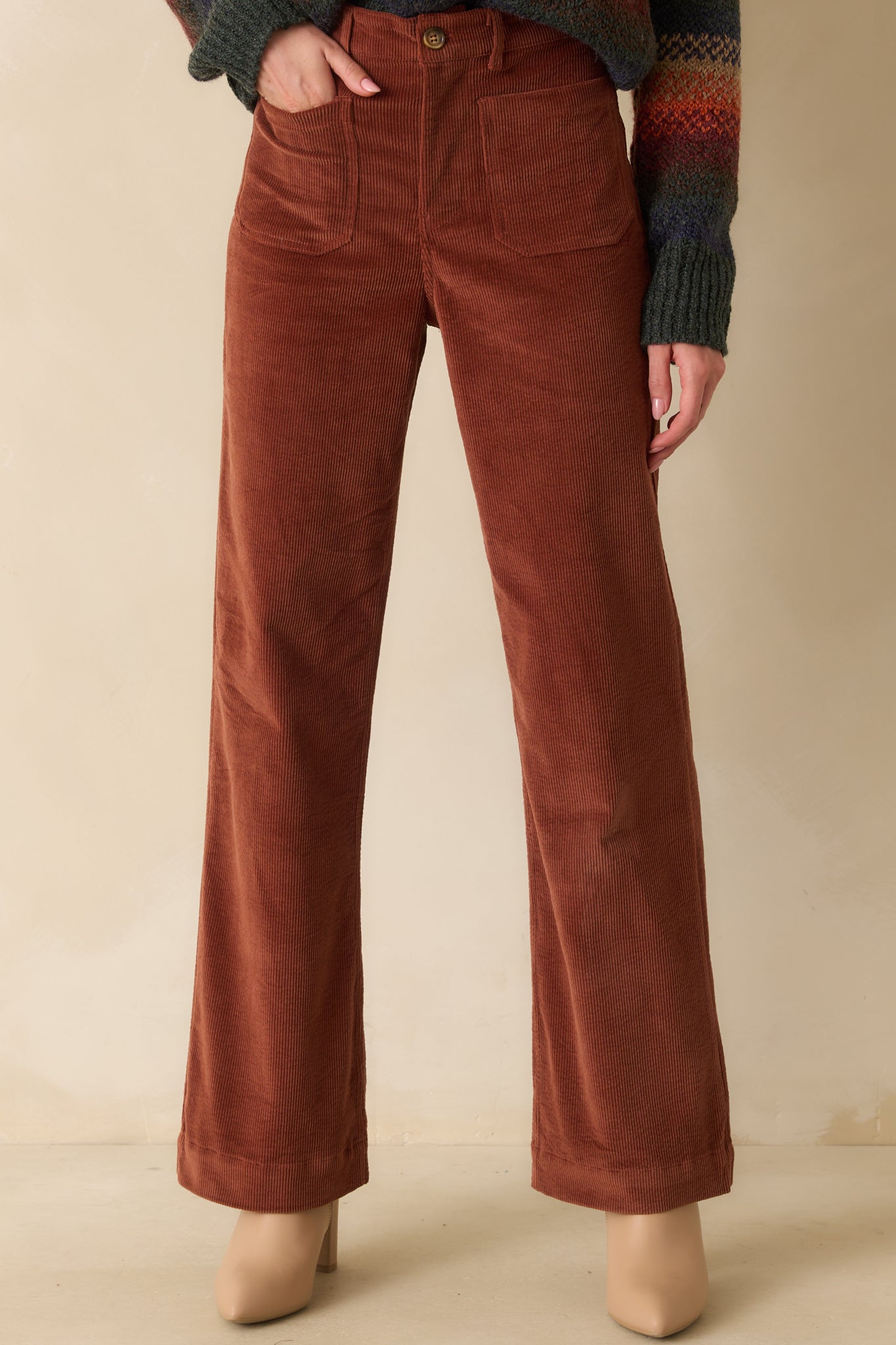 Thread & Supply Gladys Corduroy Pants In Rust Cotton | Red Dress